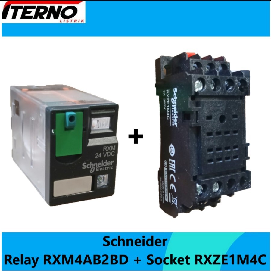 Jual RXM4AB2BD 24VDC Relay Schneider Socket RXZE1M4C Setara MY4N 14 ...
