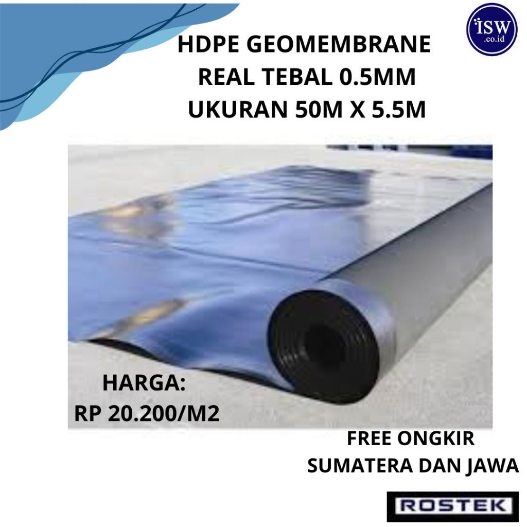 Jual FREE ONGKIR | Terpal HDPE Geomembrane 0.5mm merk Rostek 50MX5,5M ...