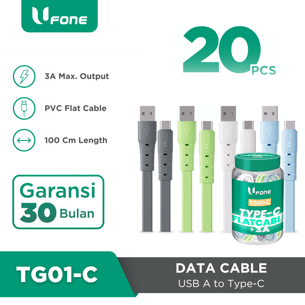 Jual Ufone TG01-C Kabel Data Toples Isi 20 Pcs Mix Warna USB A to Type ...