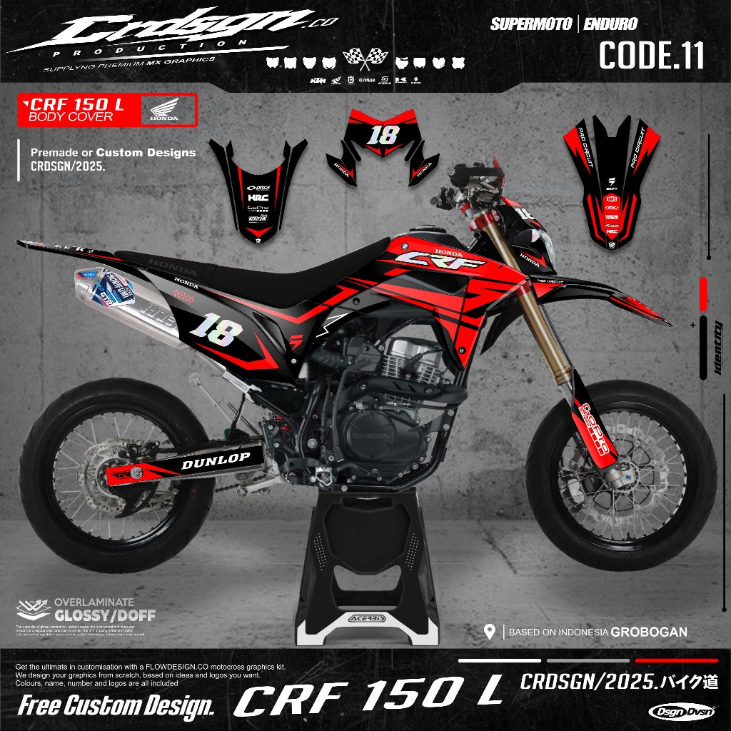Jual DECAL FULLBODY CRF 150 L MOTIF KOMBINASI WARNA MERAH DAN HITAM ...