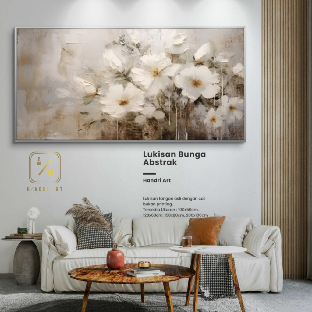 Jual Lukisan Bunga Texture White Flowers. | Shopee Indonesia