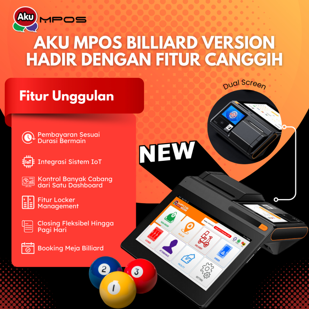 Jual Paket Kasir Billing Billiard AKU MPOS Telpo M10 | Shopee Indonesia