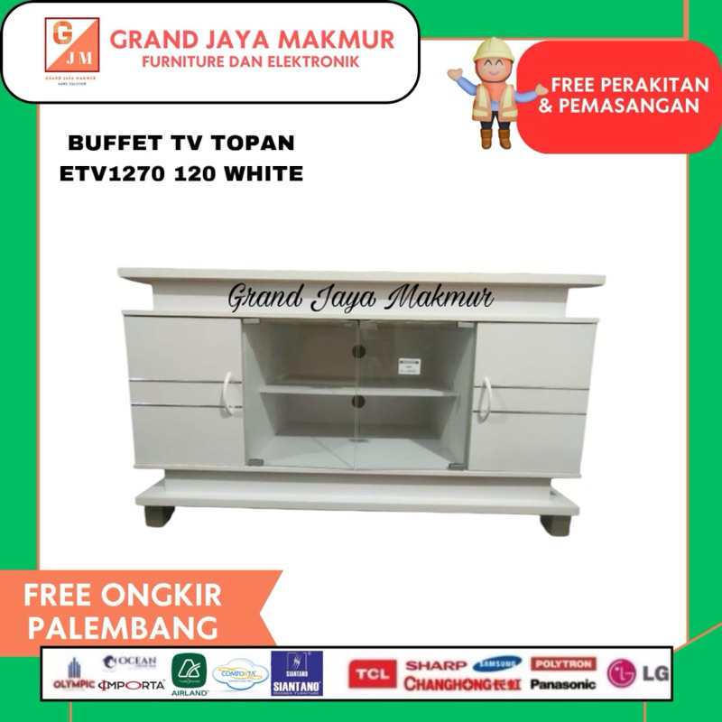 Jual buffet tv topan ETV1270 120 white buffet tv murah buffet tv ...