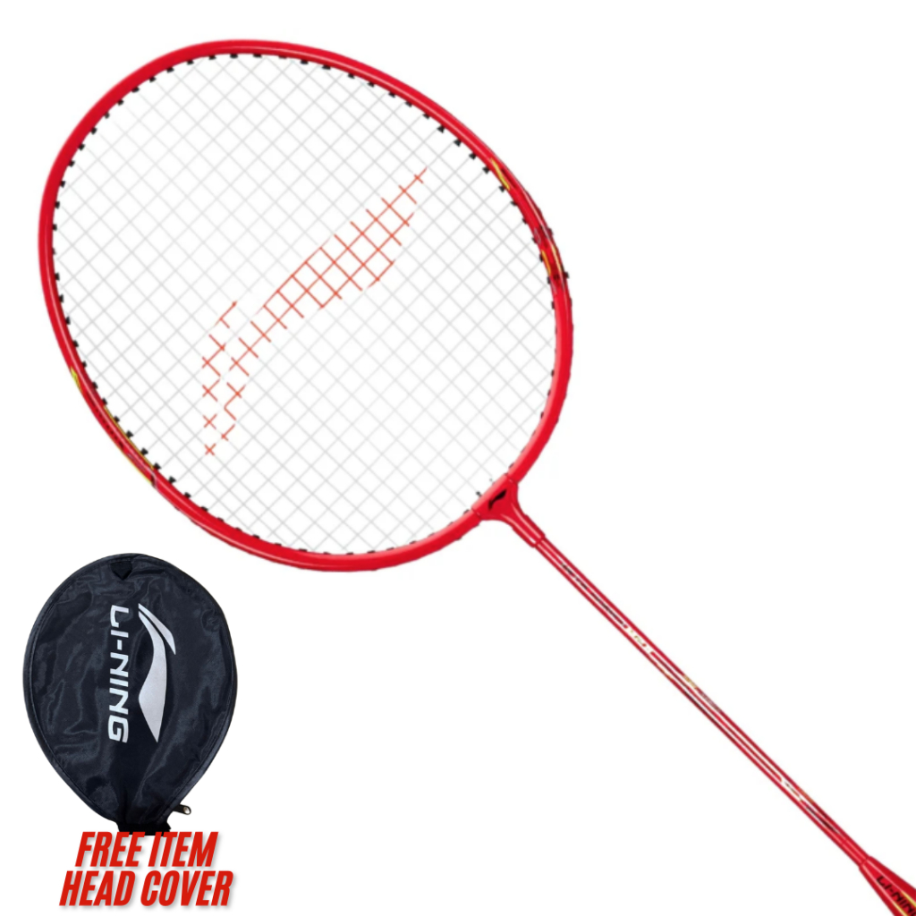Jual Li-Ning Badminton Racket Mega Power MP 8 AYPU161-1 Fire Red Bundle ...