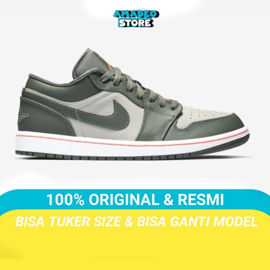 Jual Jordan 1 Low Military Themed Bean Paste Olive Green Original ...