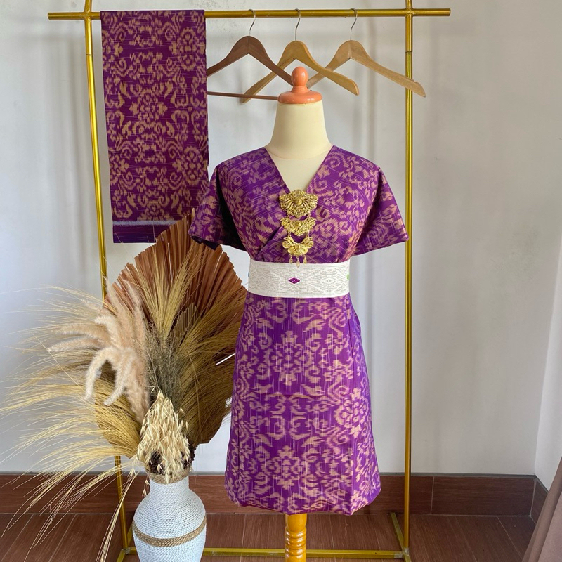 Jual KAIN TENUN ENDEK KHAS BALI MOTIF PATRA DOUBLE IKAT UNGU GRINGSING ...