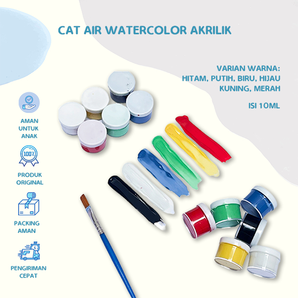 Jual Cat Lukis Acrylic Paint Kanvas Lukis Watercolor 6 Warna isi 10ml ...