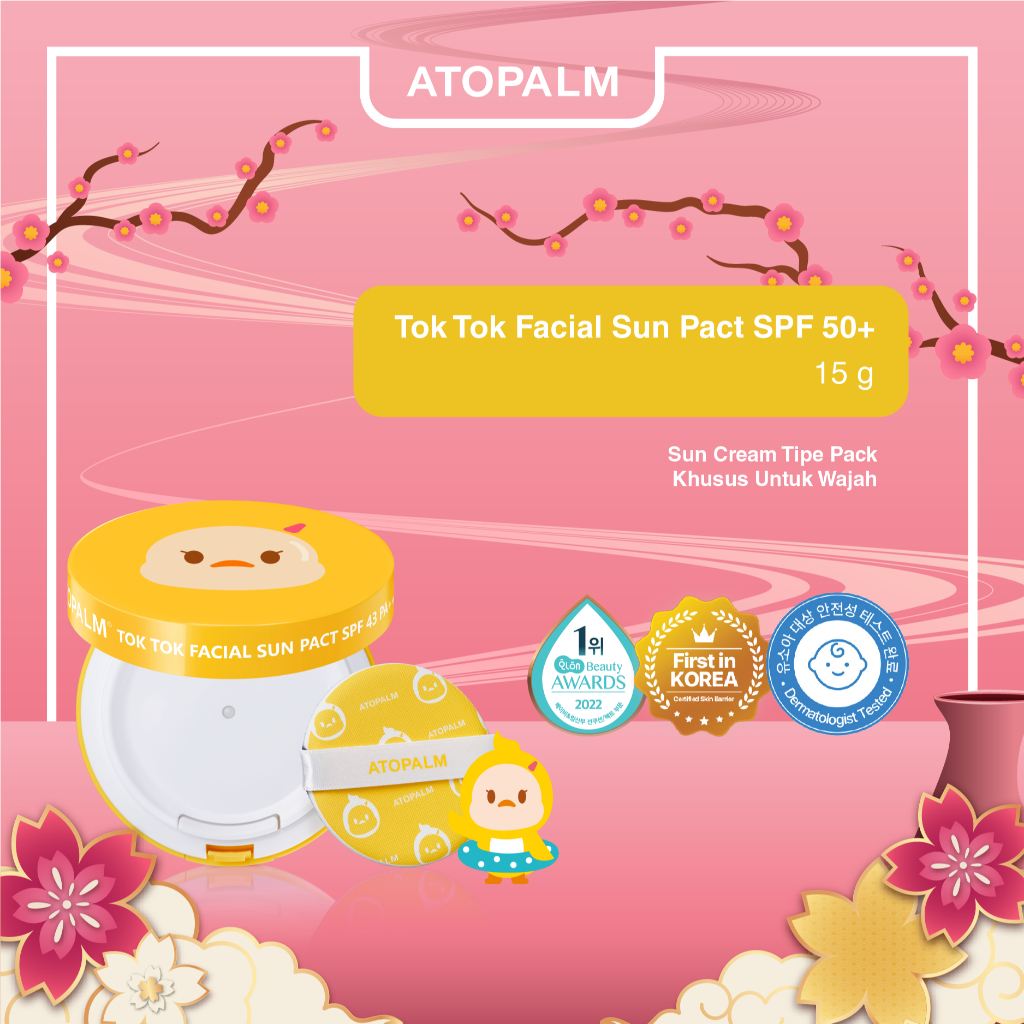 Jual ATOPALM Tok Tok Facial Sun Pact SPF43 PA+++ 15g - Sunscreen ...