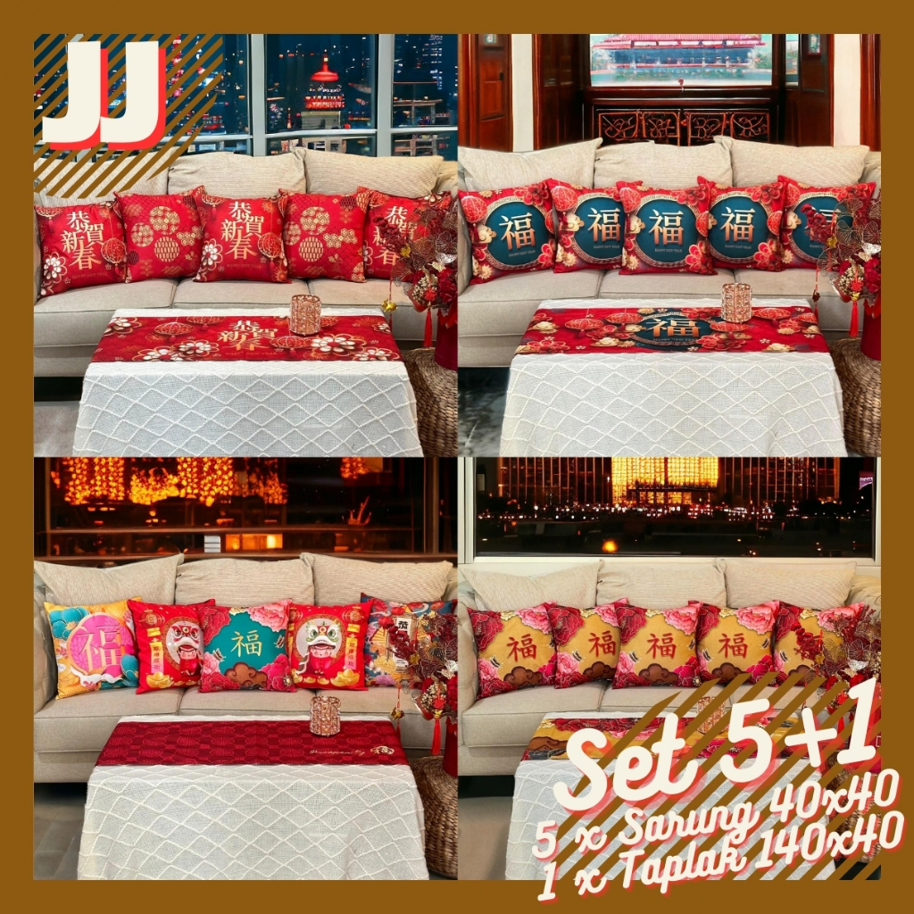 Jual [SET ISI 5 +1] SARUNG BANTAL SOFA 40X40 CM + TAPLAK MEJA TABLE ...