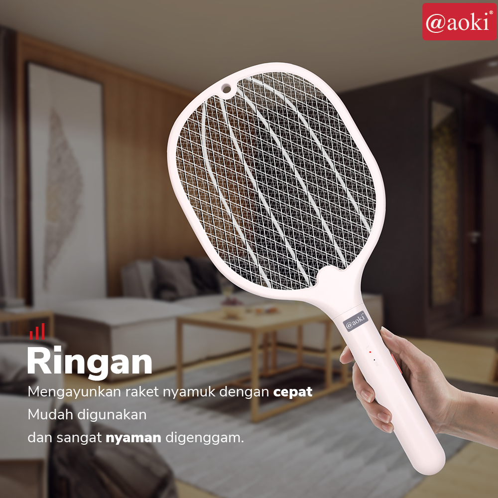 Jual AOKI Raket nyamuk insect killer Dapat digantung 2 in 1 canggih efektif | Shopee Indonesia