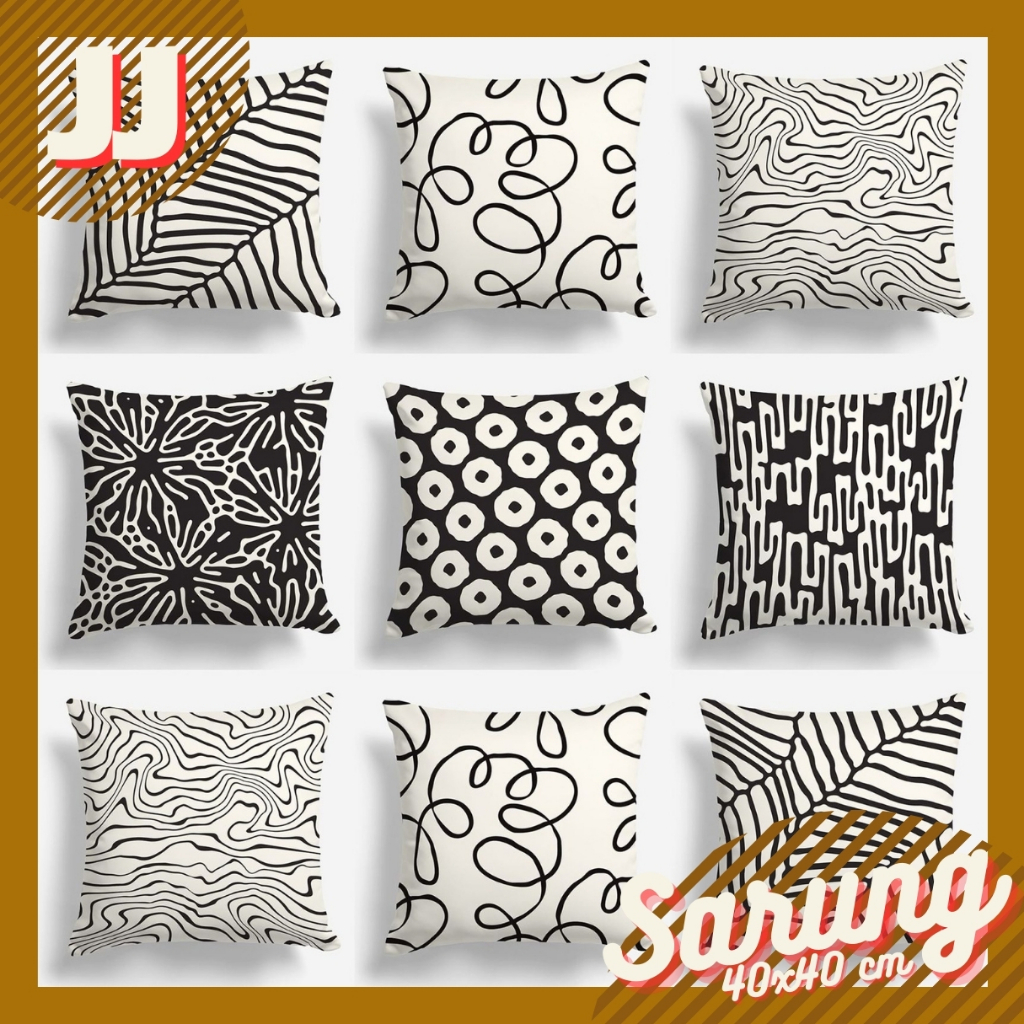 Jual SARUNG BANTAL SOFA PRINT MOTIF ABSTRAK MONOKROM HITAM PUTIH BLACK ...