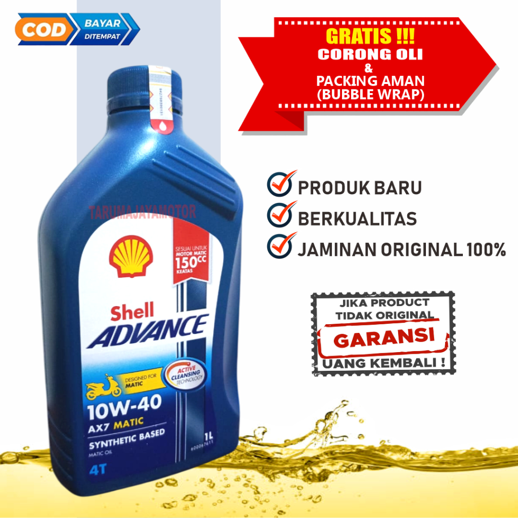 Jual Oli Shell Advance AX7 Matic 10w40 1 Liter Motor Scooter Matik ...