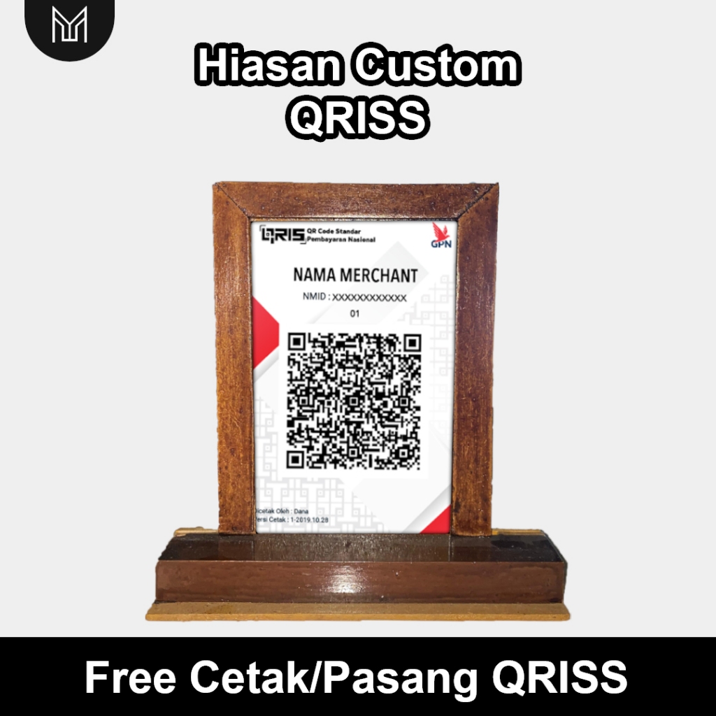 Jual Cetak QRIS Dan Stand/Holder Display Model Berdiri Berbahan Kayu ...