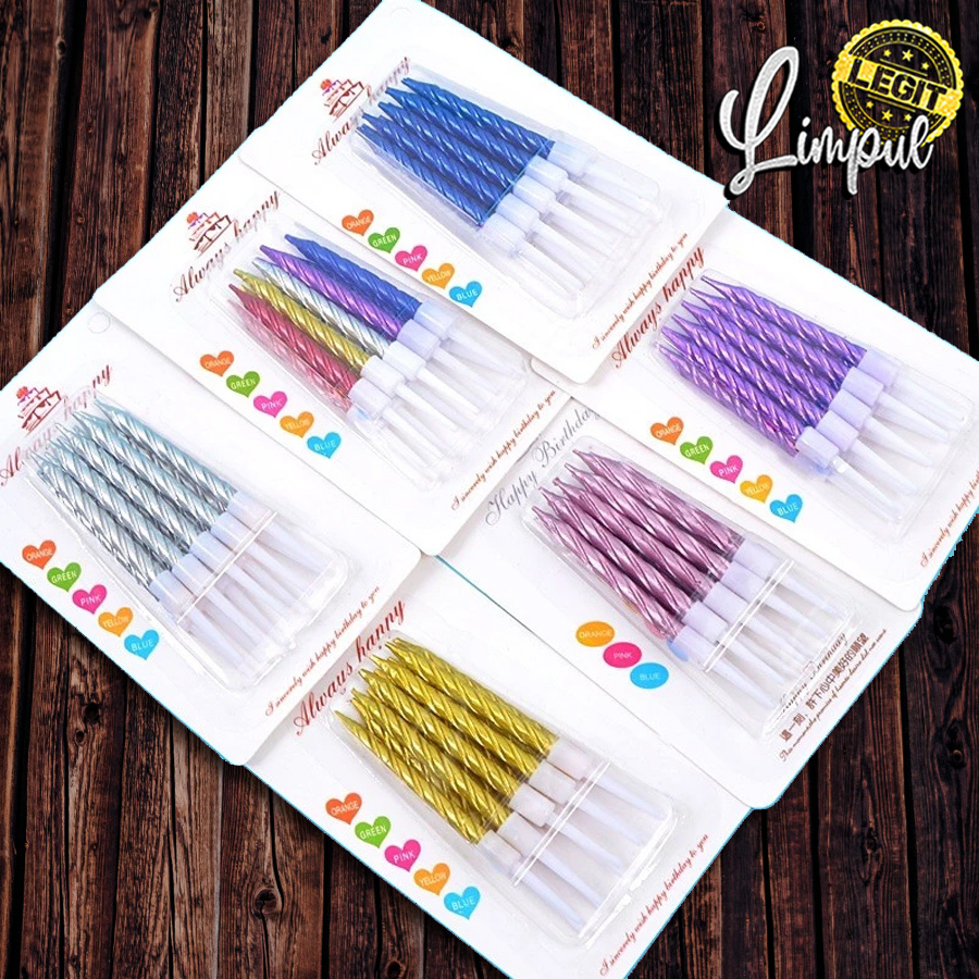 Jual Lilin Metalik 10 Pcs | Lilin Ulir Ulang Tahun | Birthday Candle ...