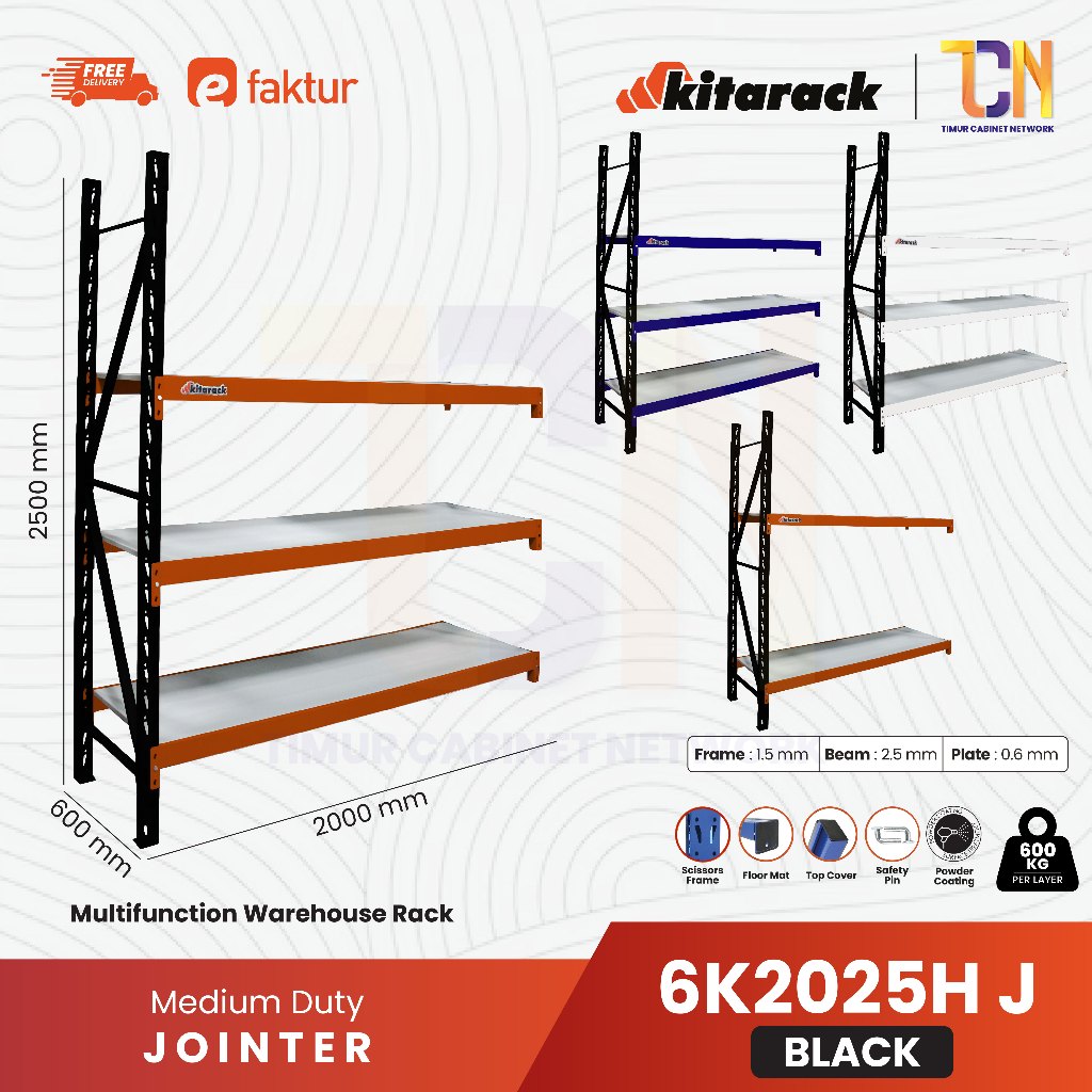 Jual Rak Gudang Besi 600kg 2.5 Meter Rack Gudang 4 Susun Jointer Rak ...
