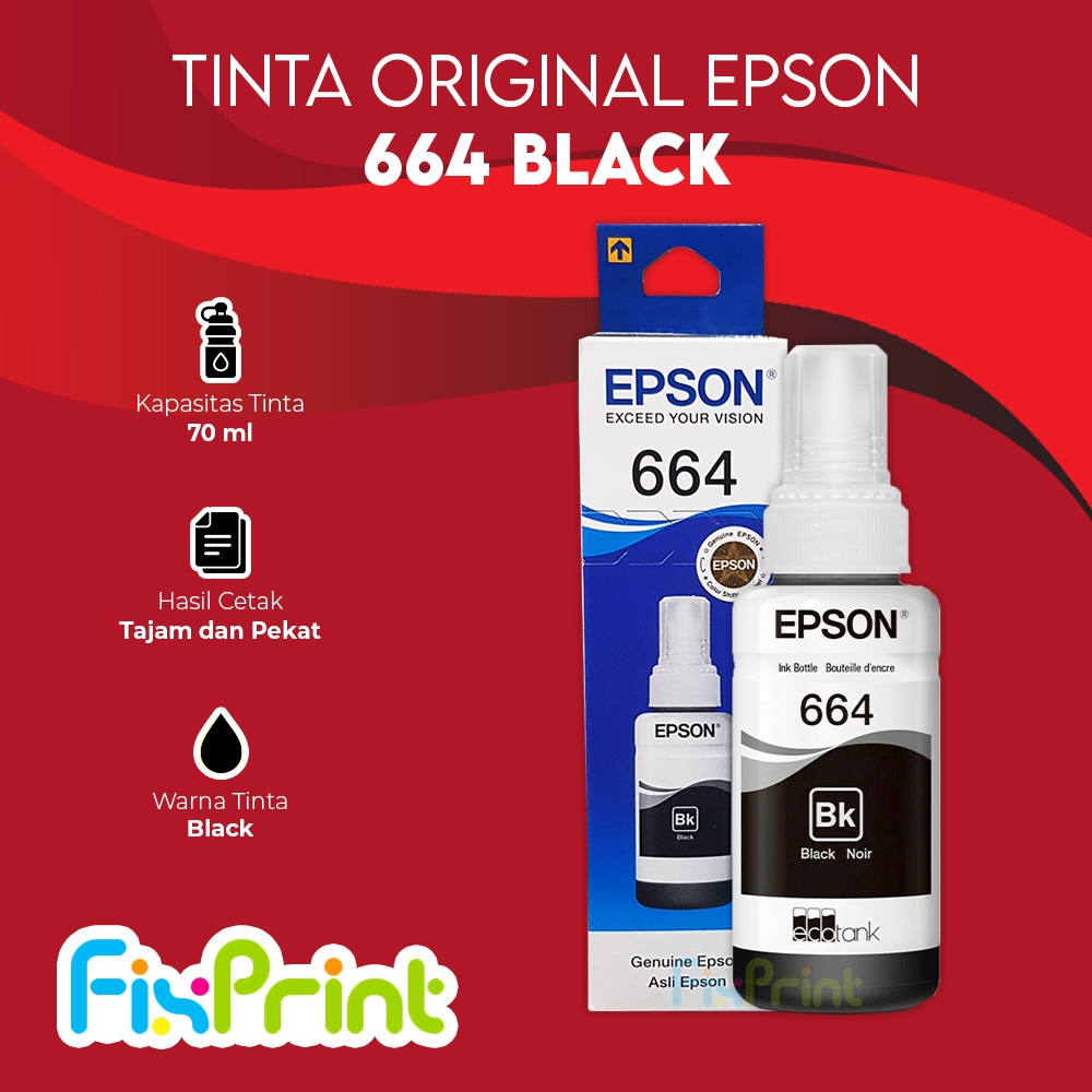Jual Tinta Epson 664 Original 70ml 664 Loosepack 40ml Printer L550 L555 L565 L1300 L1455 L120 ...