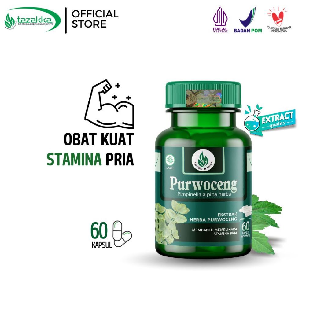 Jual TAZAKKA Purwoceng Ekstrak Herbal Stamina Pria Tahan Lama 60 Kapsul ...
