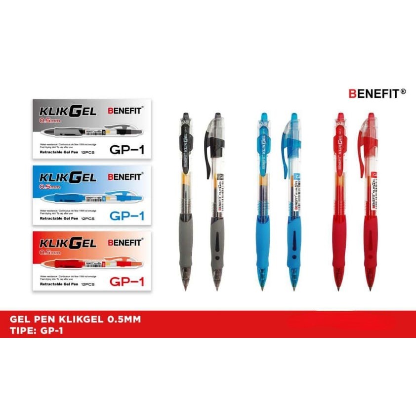 Jual Benefit GEL PEN KLIK 0.5mm (1 pack isi 12pcs) | Shopee Indonesia