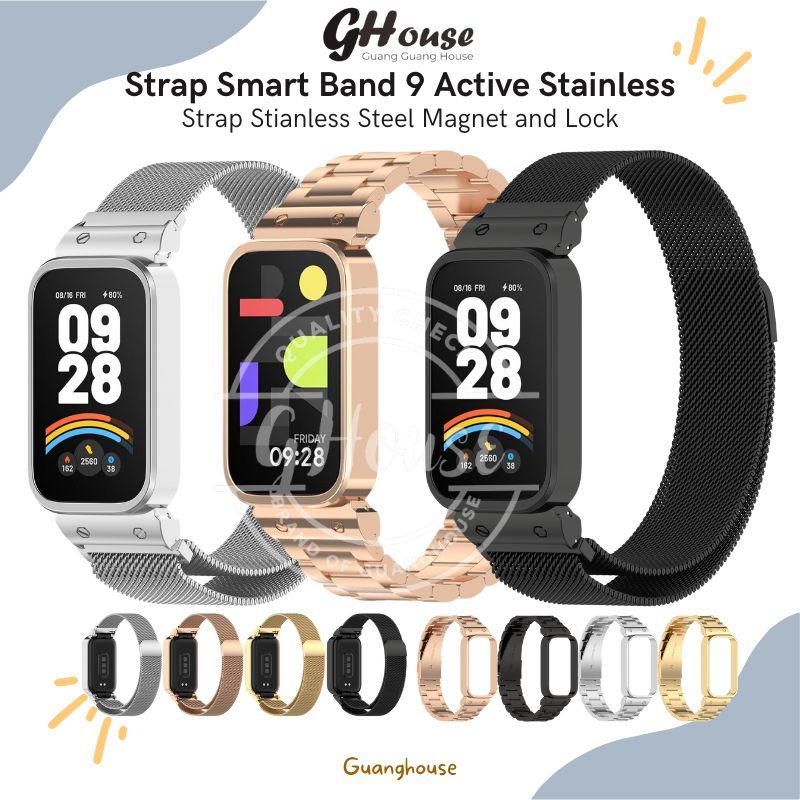 Jual Strap Smart Band 9 Active Stainless Steel Tali Pengganti Xiaomi Smart Band 9 Active Strap ...