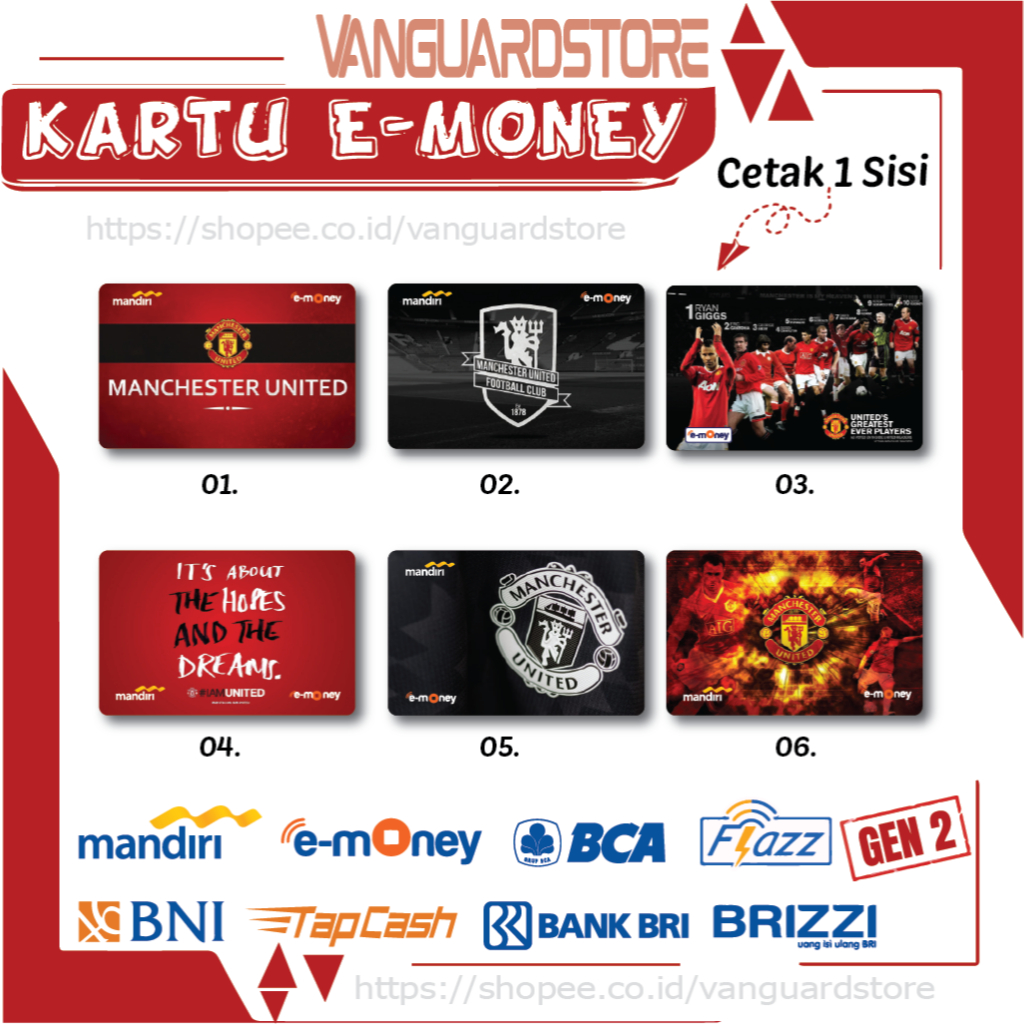 Jual KARTU E MONEY E TOLL MANCHESTER UNITED CLUB BOLA 24 EMONEY MANDIRI ...