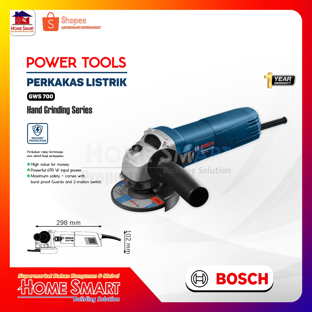 Jual BOSCH Mesin Gerinda Tangan GWS 700 Professional Angle Grinder 4 ...