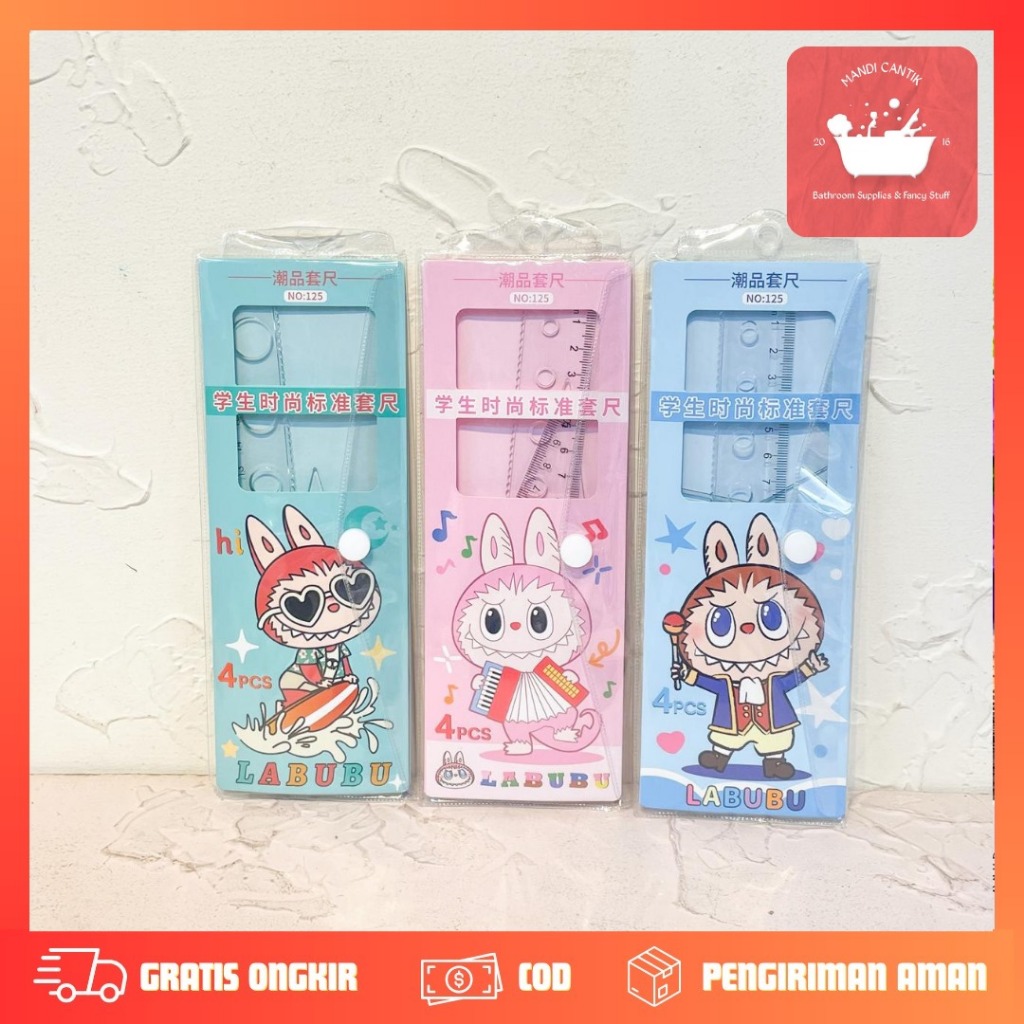 Jual Penggaris set Labubu 4 in 1 PGG-1749 / Set penggaris busur ...
