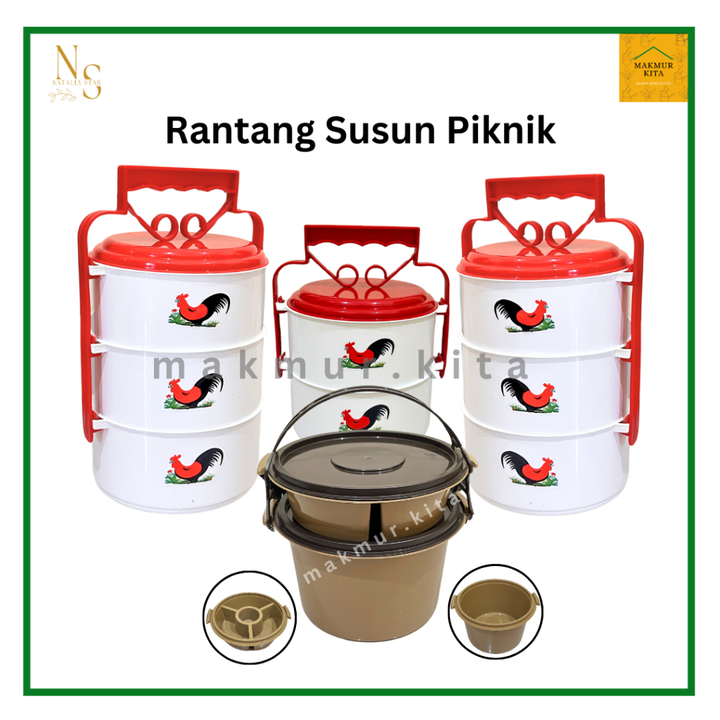 Jual Rantang Susun 2 3 4 Plastik Bulat / Rantang Plastik Ayam Piknik ...
