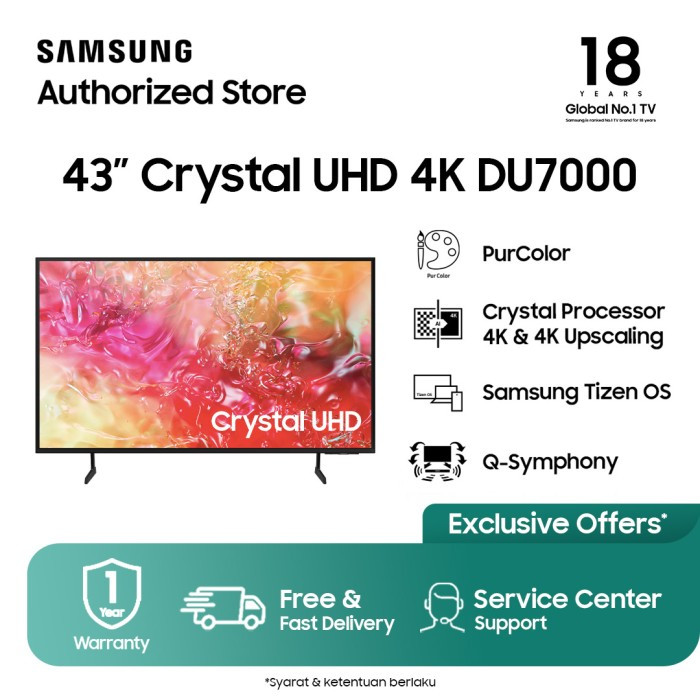 Jual Samsung 43" Crystal UHD 4K Smart TV UA43DU7000KXXD 43DU7000 ...