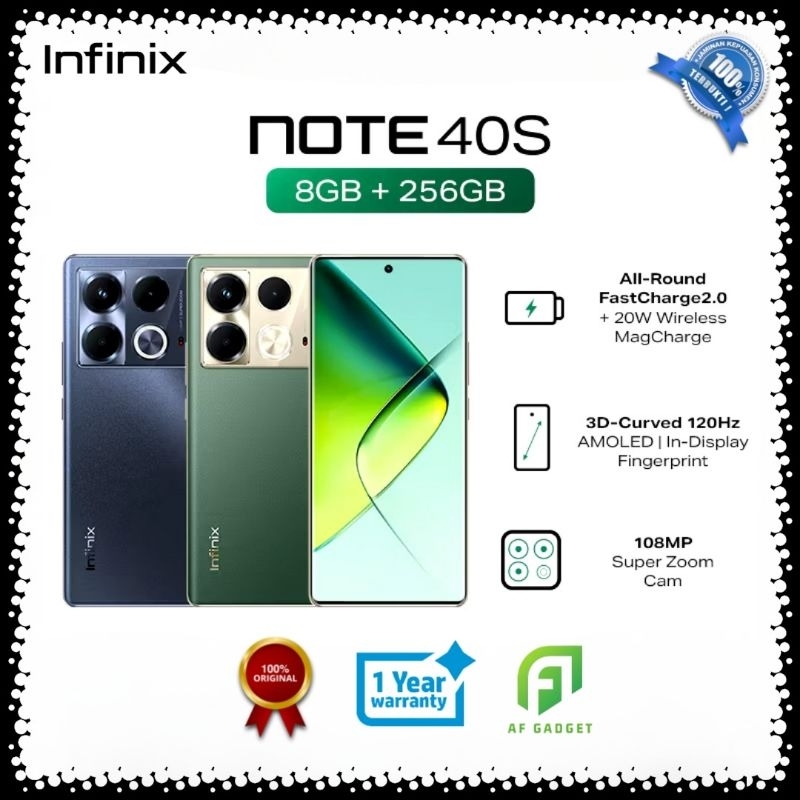 Jual Infinix Note 40S 8/256GB Helio G99 6.78" 3D Curved Amoled 120Hz Camera 108MP Garansi Resmi ...