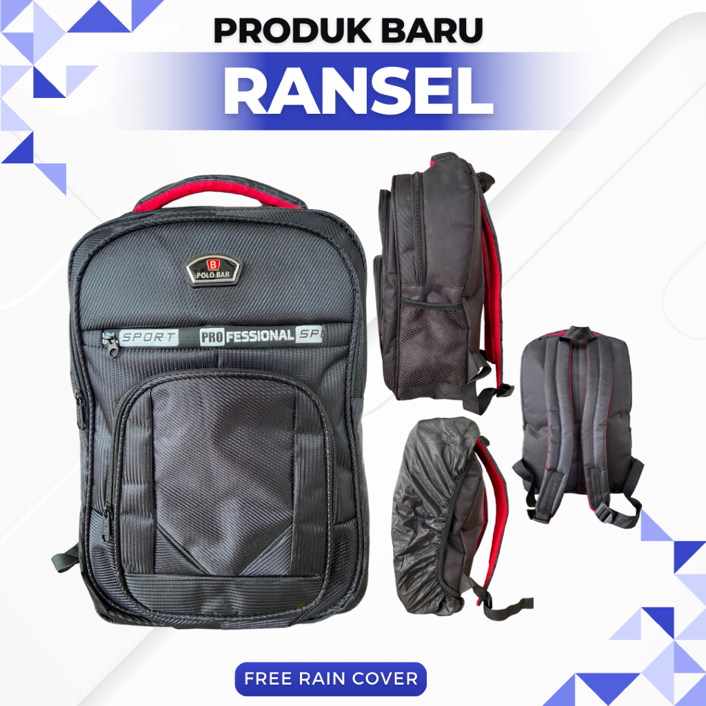 Jual Tas Ransel Polo Free Raincover Ransel Pria Dewasa Tas Sekolah SD SMP SMA Kuliah Kerja ...