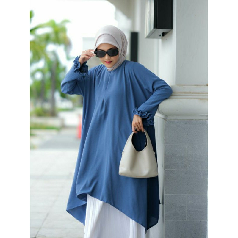 Jual NUNA TUNIK | Tunik Abaya wanita terbaru tangan ruffle size jumbo ...