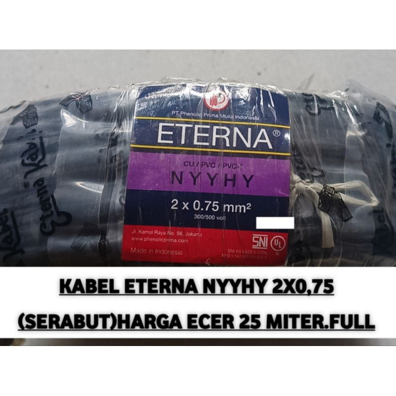 Jual KABEL ETERNA NYYHY 2X0.75 HARGA ECER 25MITER.FULL | Shopee Indonesia
