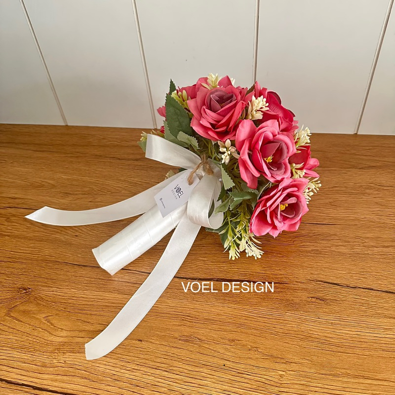 Jual Buket Bunga Pernikahan Pengantin Mawar Mekar 15 Kuntum Bunga ...