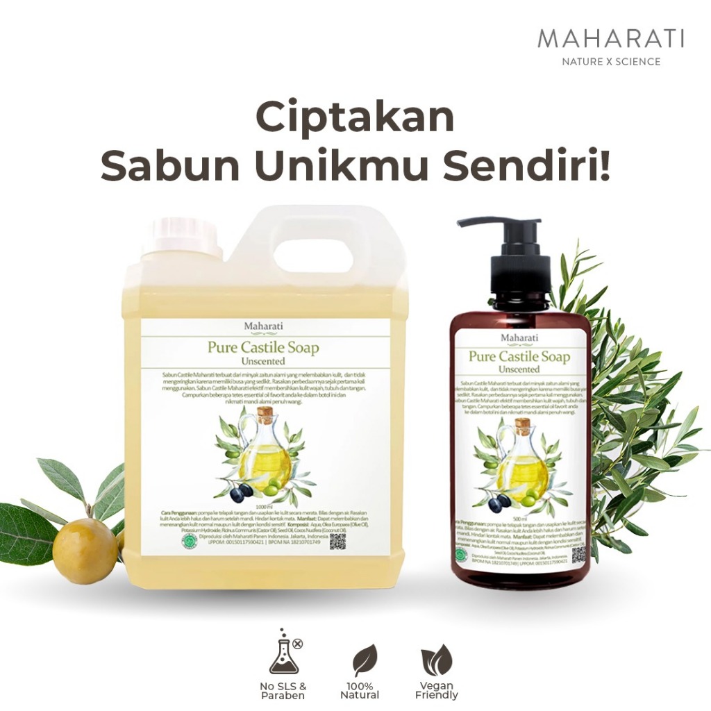 Jual Maharati Pure Castile Soap Unscented Sabun Cair Big Size Bahan ...