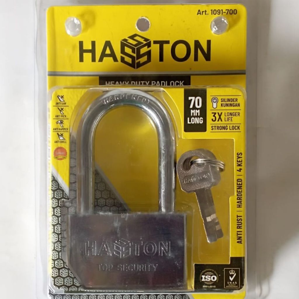 Jual Gembok Besi Baja “Hasston” 70mm Untuk Pintu Pagar / Kantor / Toko ...