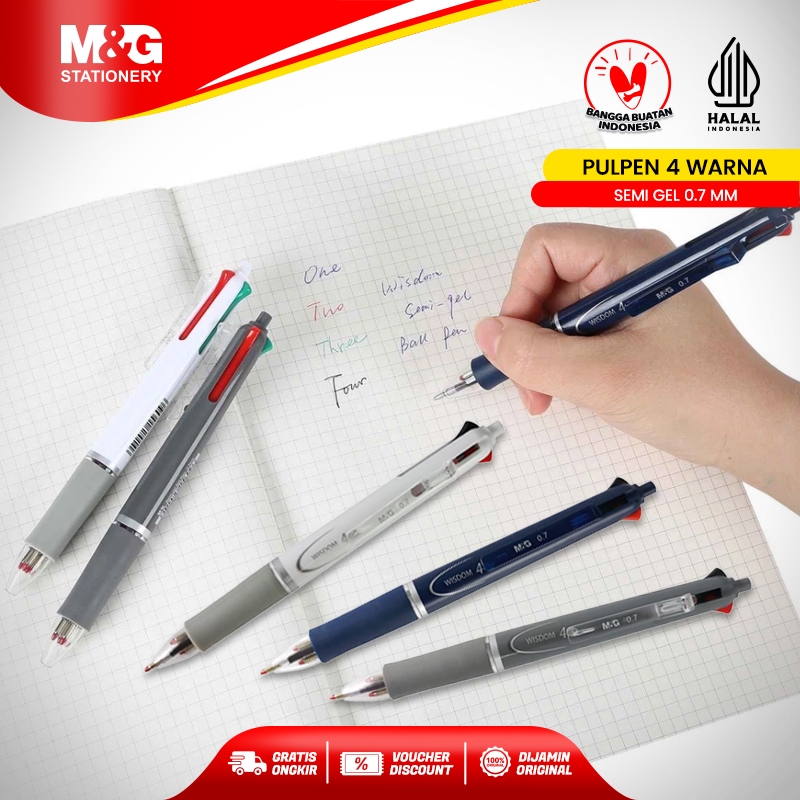 Jual M&G Pulpen Pen 4 Warna Cetek Semi Gel 0.7 mm Super Smooth ...
