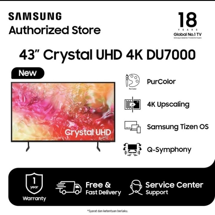 Jual Smart TV LED Samsung 43inch 4K UHD SMART TV YOUTUBE 43 DU 7000 | Shopee Indonesia