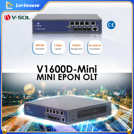 Jual 100% Ori/Baru VSOL V1600D Mini 4 Port EPON OLT L2 Support 256 User ONU UPLINK 4GE Single AC ...