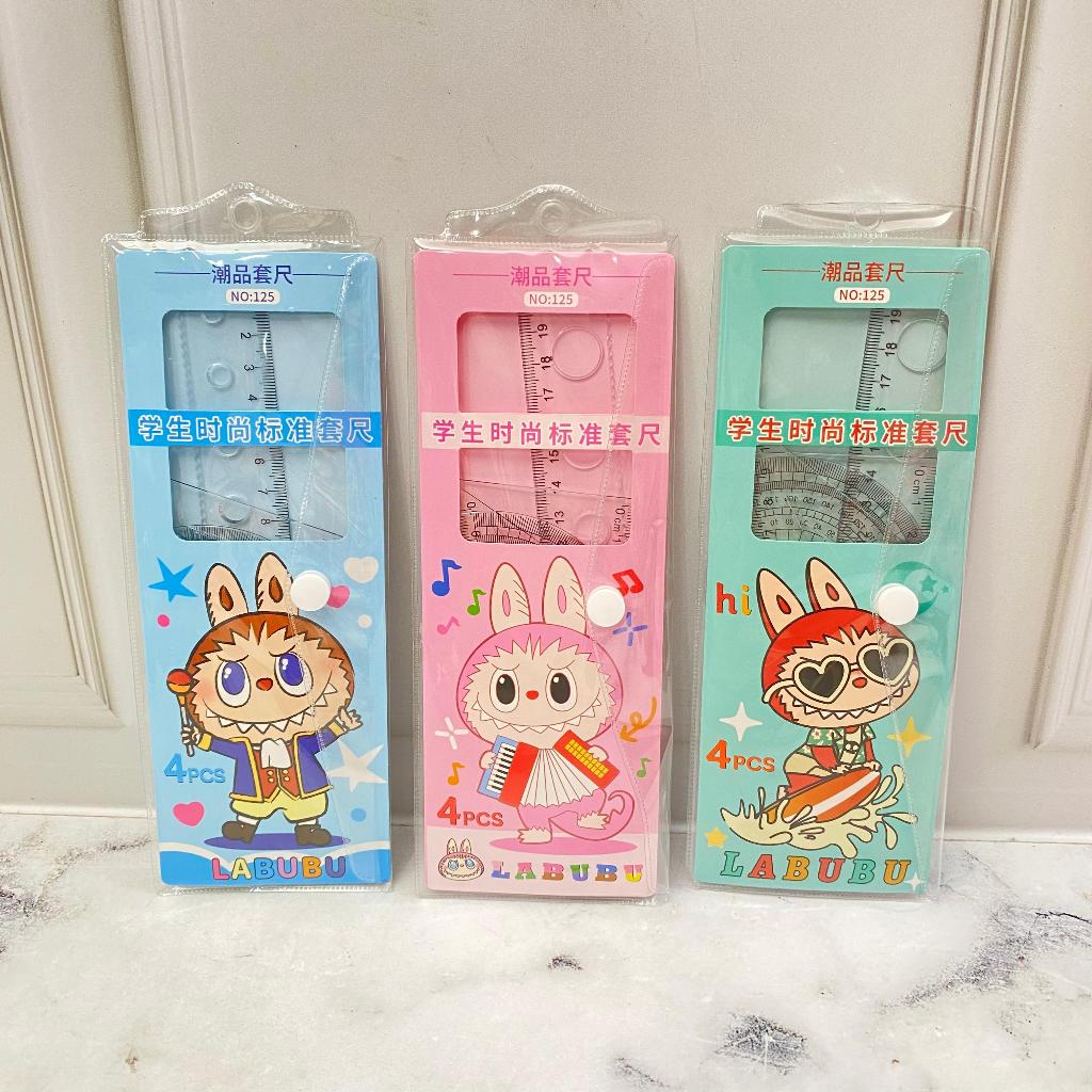 Jual Penggaris Set LABUBU 4 in 1 Lengkap isi 4 Model Garisan Super Cute ...