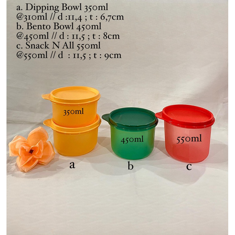 Jual Dipping Bowl 350ml | Bento Bowl 450ml | Snack N All 550ml Tupperware Original | Shopee ...