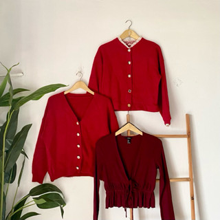 Jual Weekdays Outfits | Cardigan Basic & Rajut Tebal Warna Merah Maroon ...