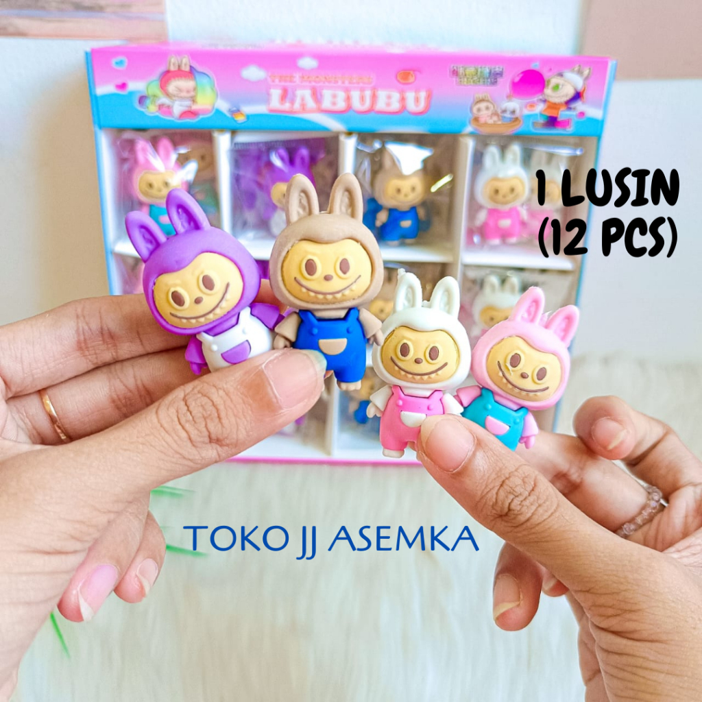 Jual 1 LUSIN (12 PCS) PENGHAPUS LABUBU 3D ERASER HAPUSAN STIP THE ...