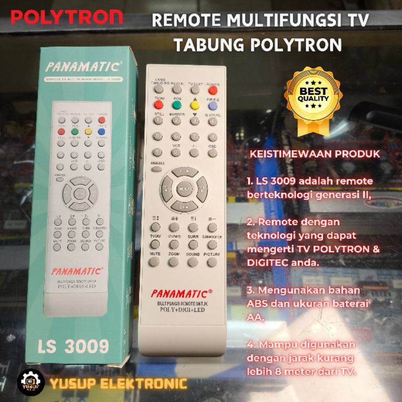 Jual REMOTE TV TABUNG POLYTRON DIGITEC LS 3009 MULTIFUNGSI PANAMATIC ...