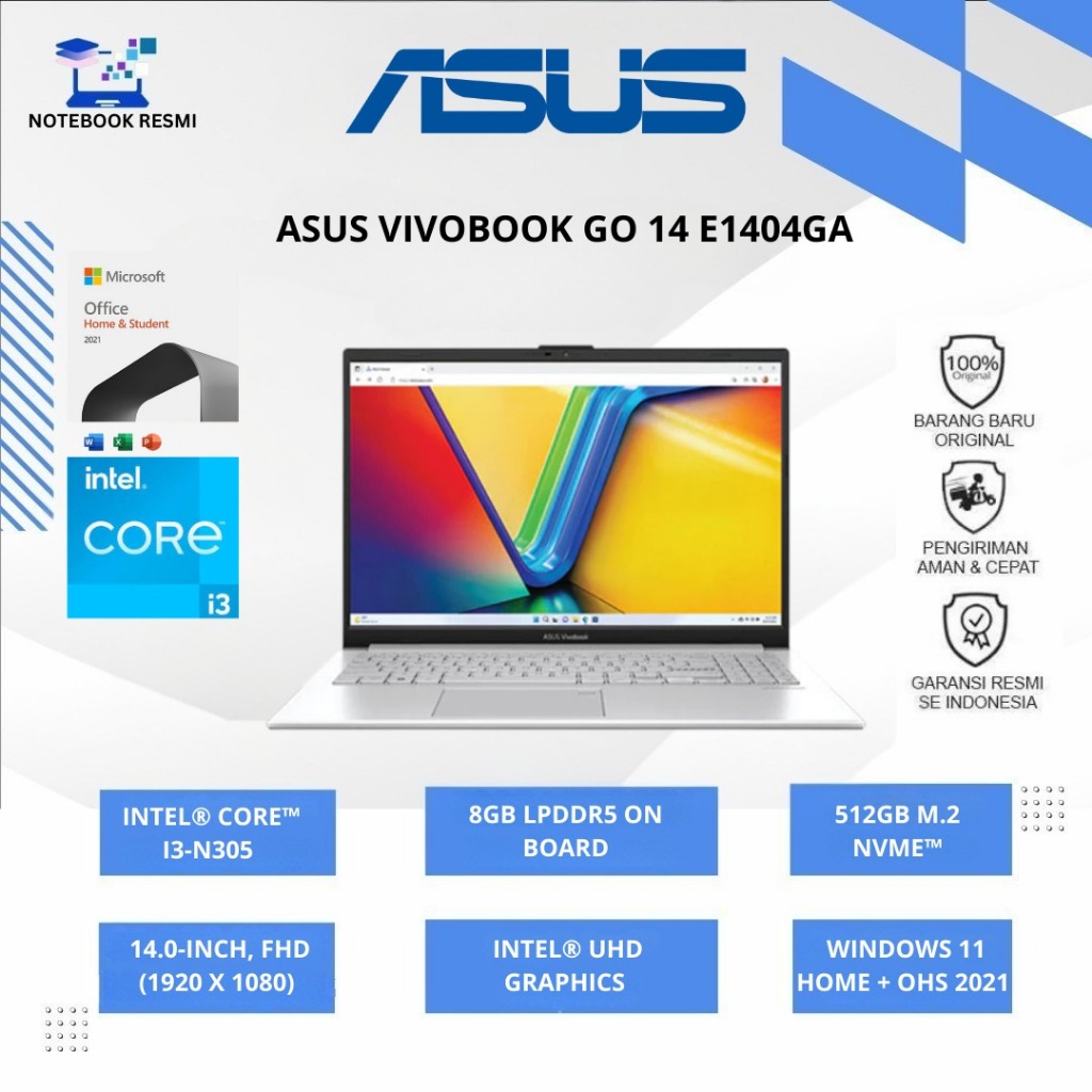 Jual Asus Vivobook Go 14 E1404GA FHD351 FHD352 FHD353 /Core i3-N305/8GB ...
