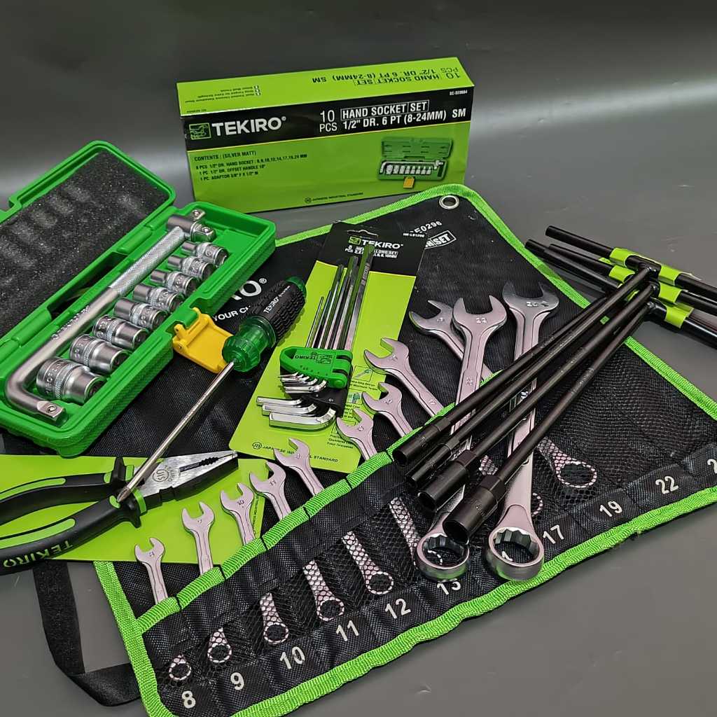 Jual PAKET BENGKEL Kunci Sok Tekiro 8-24mm 1/2" 6pt 10 Pcs + Ring Pas Pas Ring Set 11 Pcs Tekiro ...