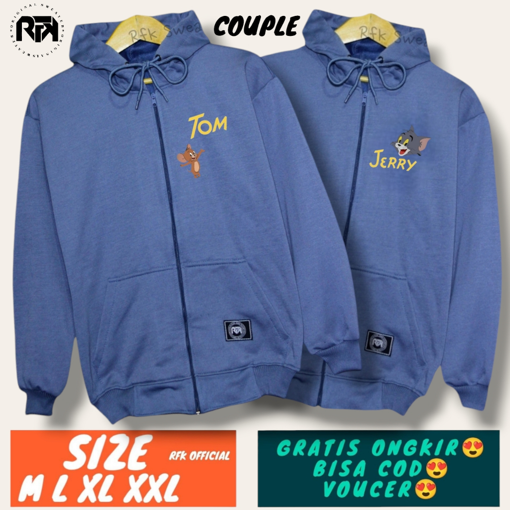 Jual JAKET COUPLE KARTUN LUCU / JAKET COUPLE ZIPPER LUCU / JAKET COUPLE ...