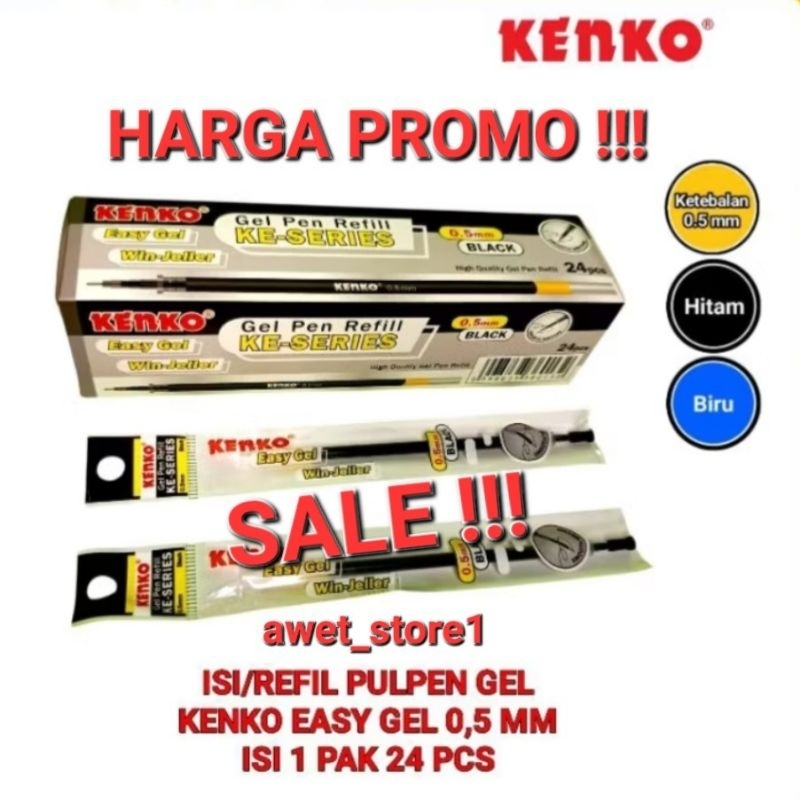 Jual Refill isi Pen Kenko Easy Gell 0,5 mm Hitam @ 24 pcs | Shopee ...