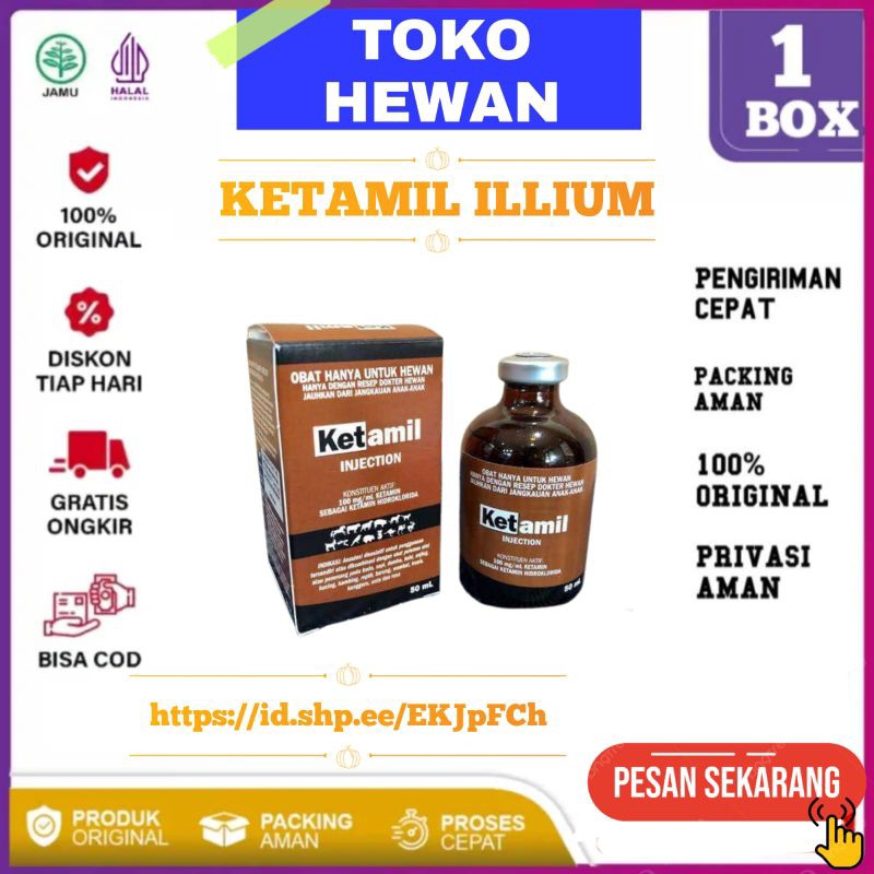 Jual KETAMIL ILIUM INJECTION ASLI ORIGINAL UNTUK HEWAN | Shopee Indonesia