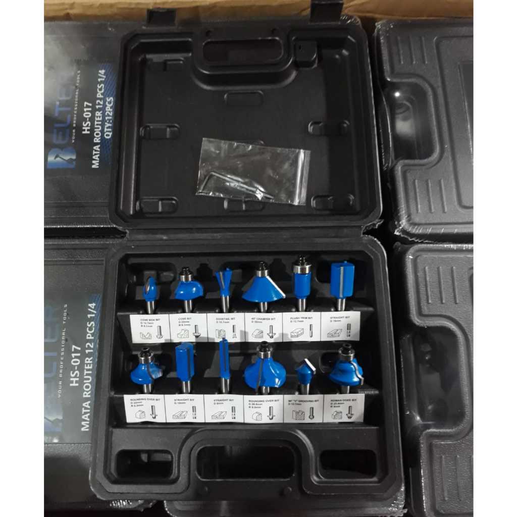 Jual MATA PROFIL SET 12pcs TCT blade BELTER - Router bit set 1/4" 6.3mm ...