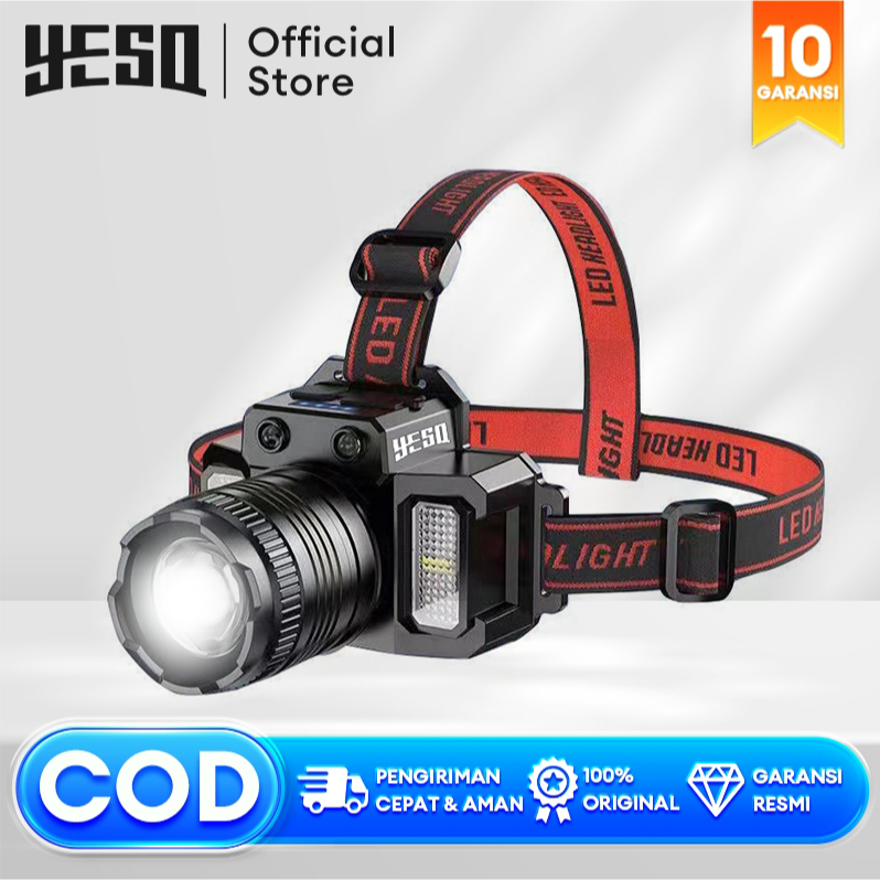 Jual YSEQ LED Headlamp Senter Kepala Tahan Air IP76 Camping Memancing ...